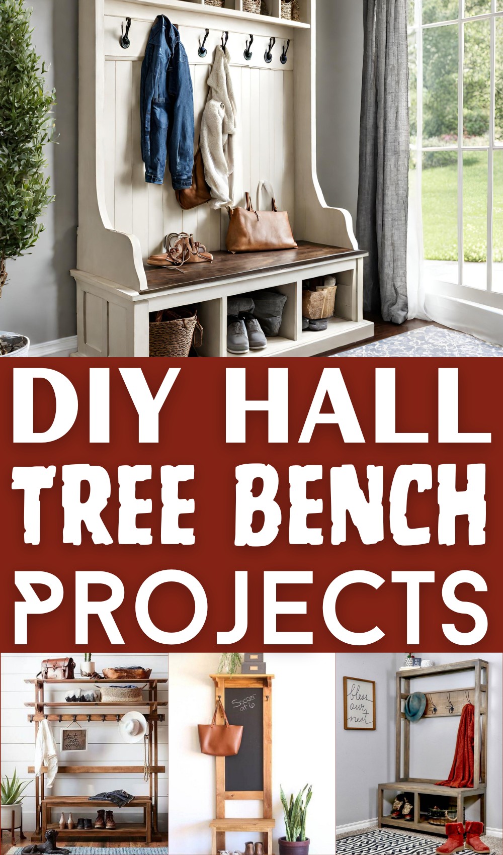 21 DIY Hall Tree Bench Projects You Can Make Today - DIYsCraftsy