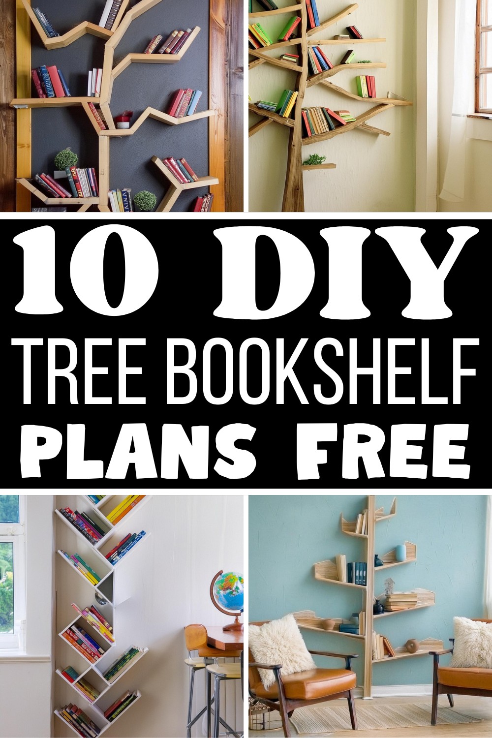 10 DIY Tree Bookshelf Plans Free - DIYsCraftsy
