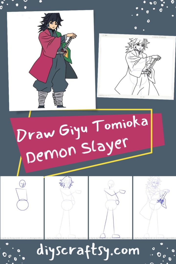 10 Giyu Tomioka Drawing Ideas For Kids - DIYsCraftsy