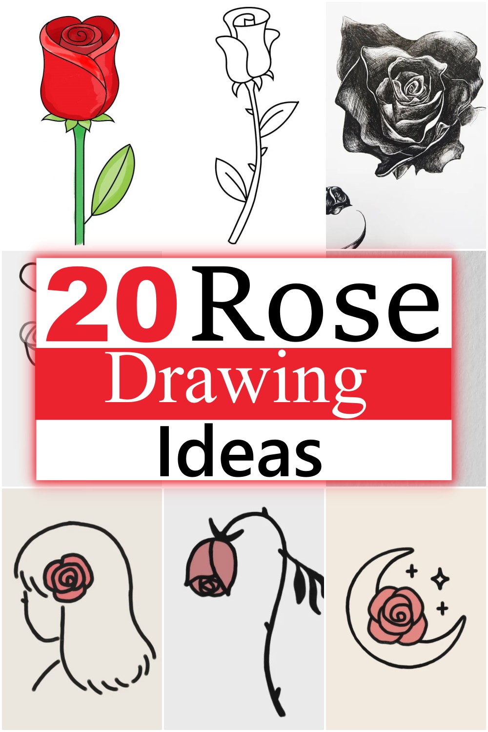20 Rose Drawing Ideas For Home Decoration - DIYs Craftsy