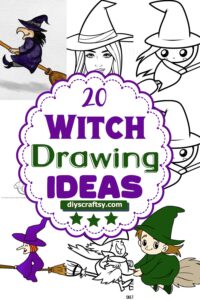 20 Witch Drawing Ideas For Halloween Decor - DIYsCraftsy