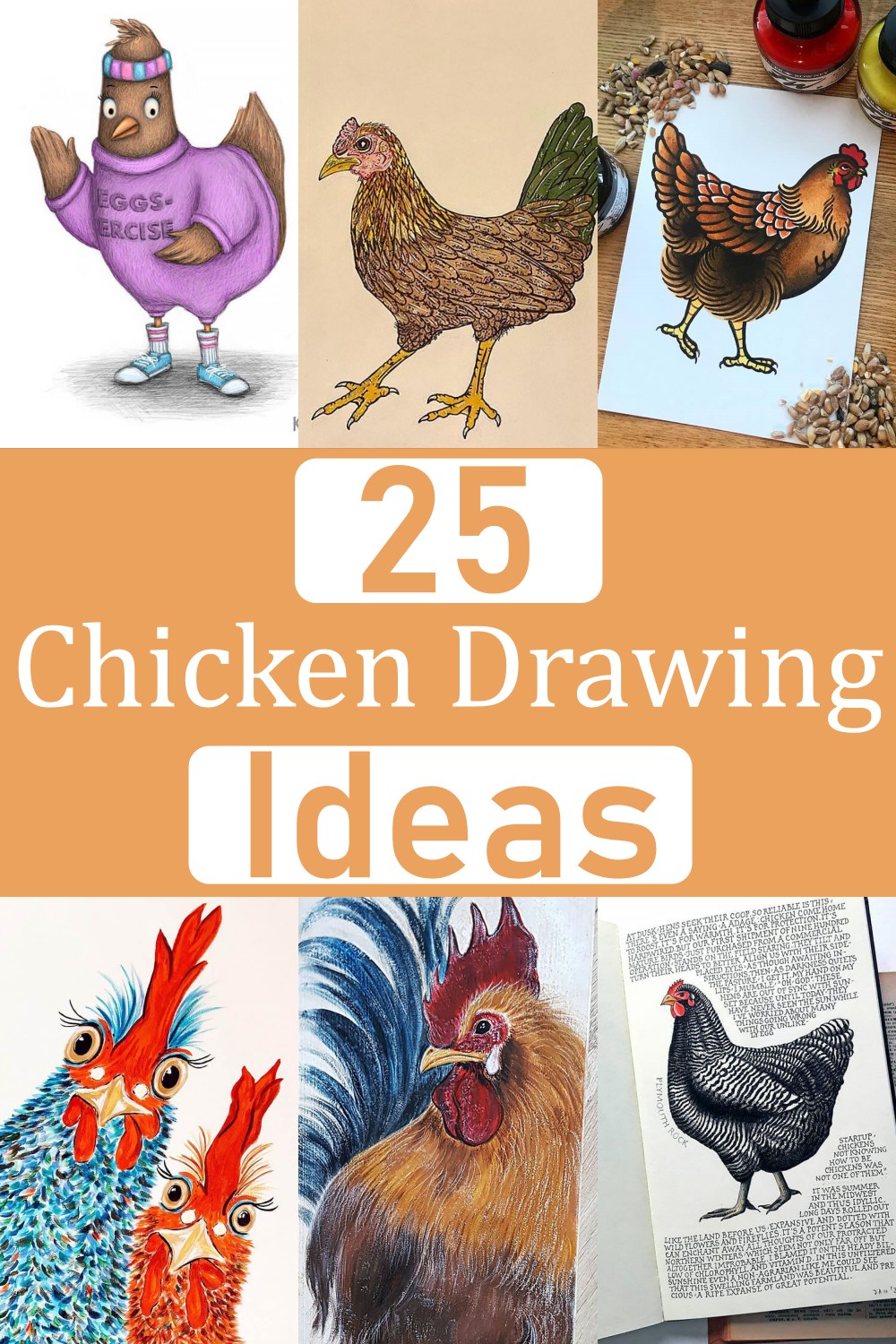 25 Chicken Drawing Ideas For Little Ones - DIYs Craftsy