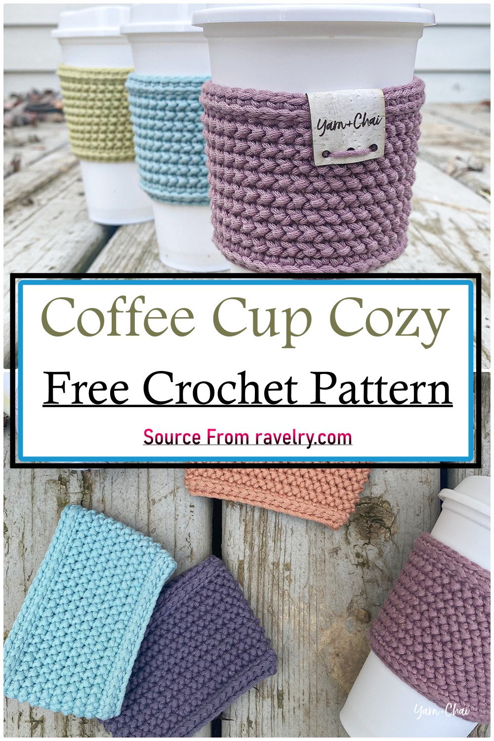 35 Free Crochet Coffee Cozy Patterns - DIYsCraftsy