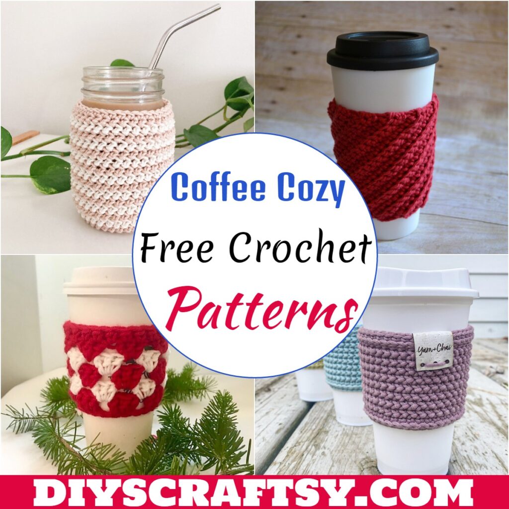 35 Free Crochet Coffee Cozy Patterns - DIYsCraftsy