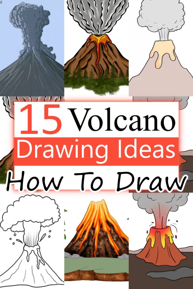 15 Volcano Drawing Ideas - How To Draw Volcano - DIYsCraftsy