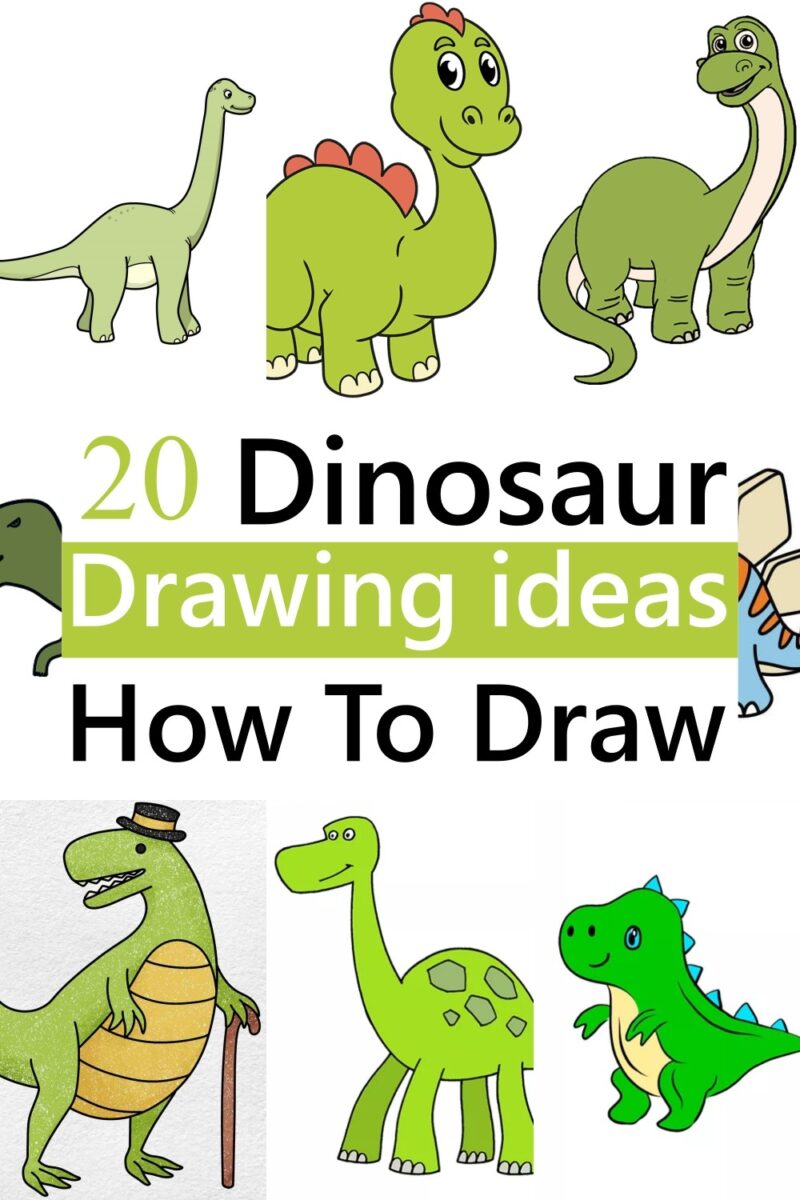 20 Dinosaur Drawing Ideas For Little Hands To Draw - DIYsCraftsy