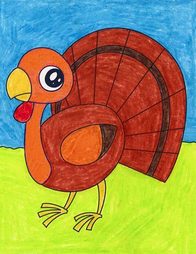 20 Turkey Drawing Ideas - How To Draw Turkey - DIYsCraftsy