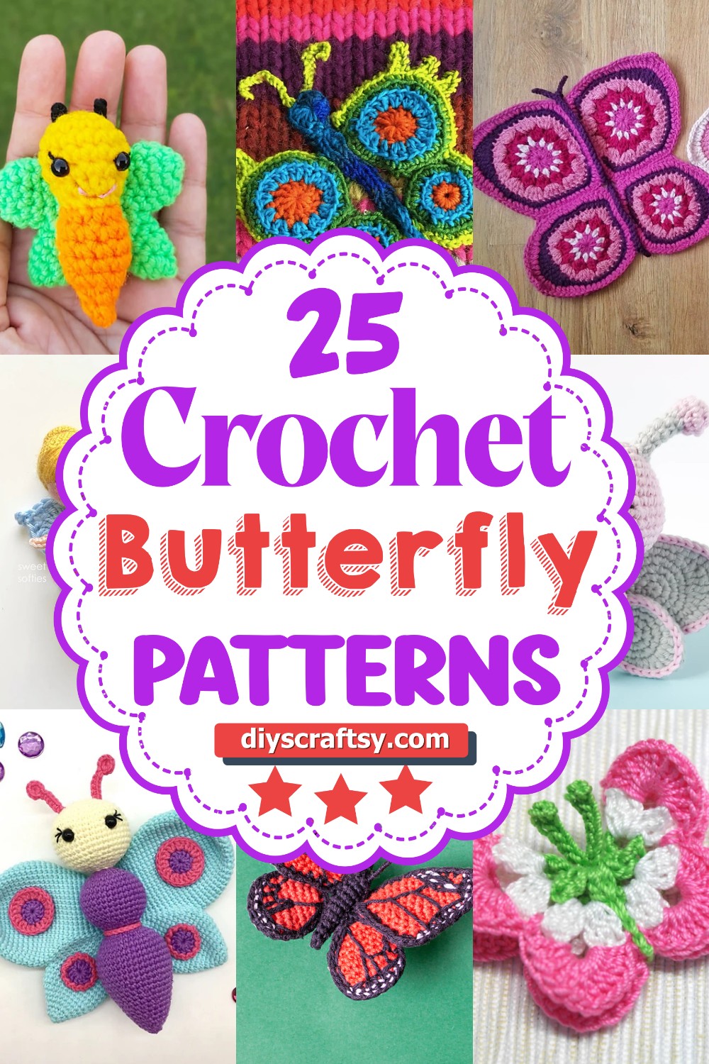 25 Free Crochet Butterfly Patterns For Toys & Decor - DIYsCraftsy