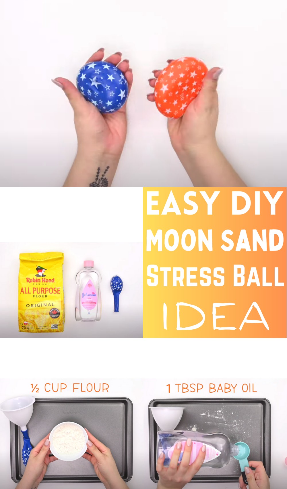 How To Make Moon Sand Stress Ball - DIYsCraftsy