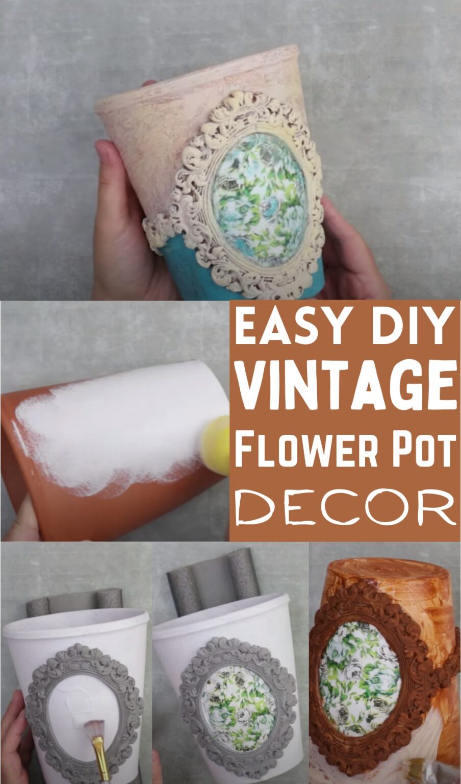 How To Make A Vintage Flower Pot For Decor - DIYsCraftsy