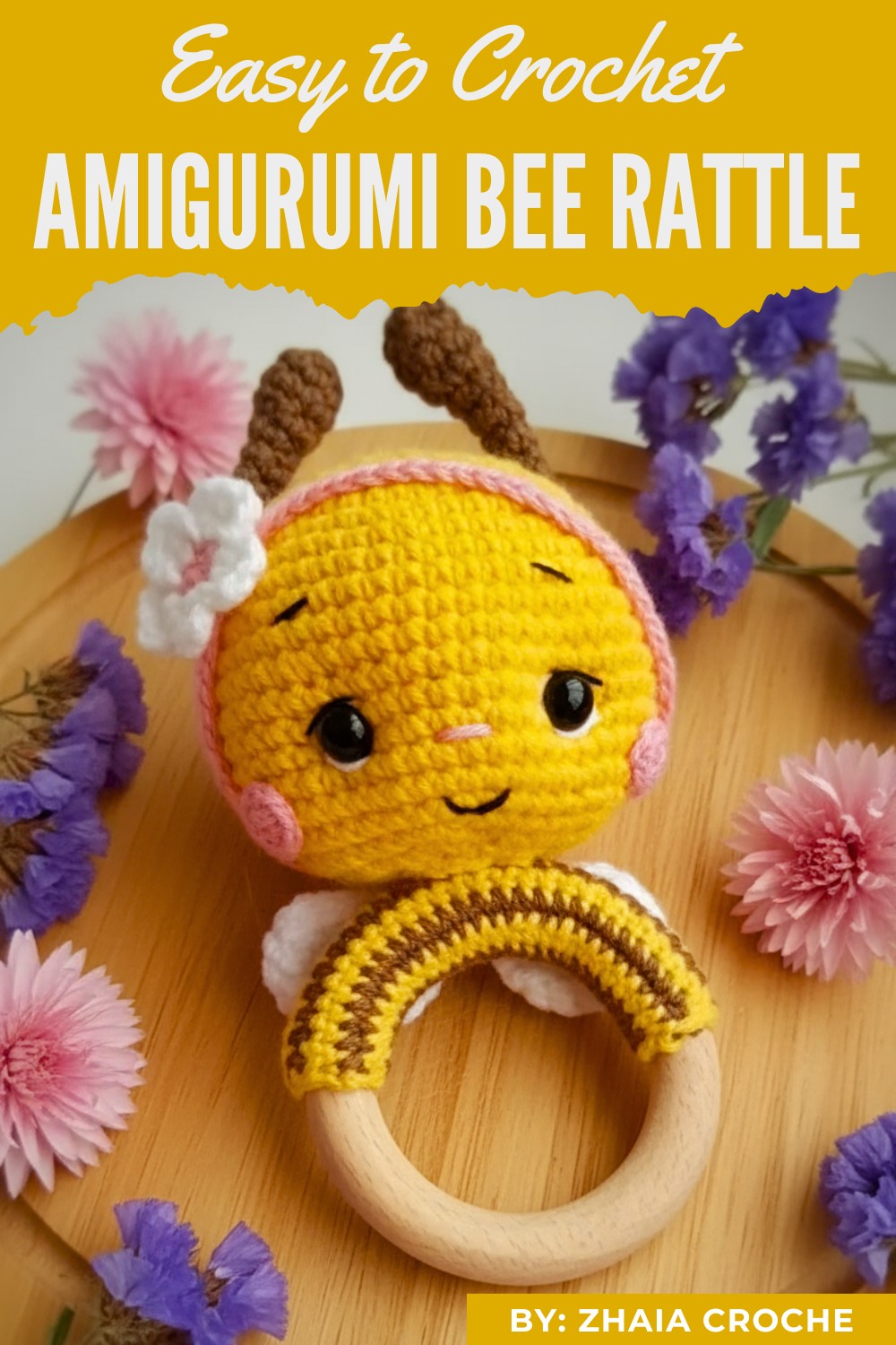 Cute Crochet Amigurumi Bee Rattle Pattern with Gentle Sound - DIYsCraftsy