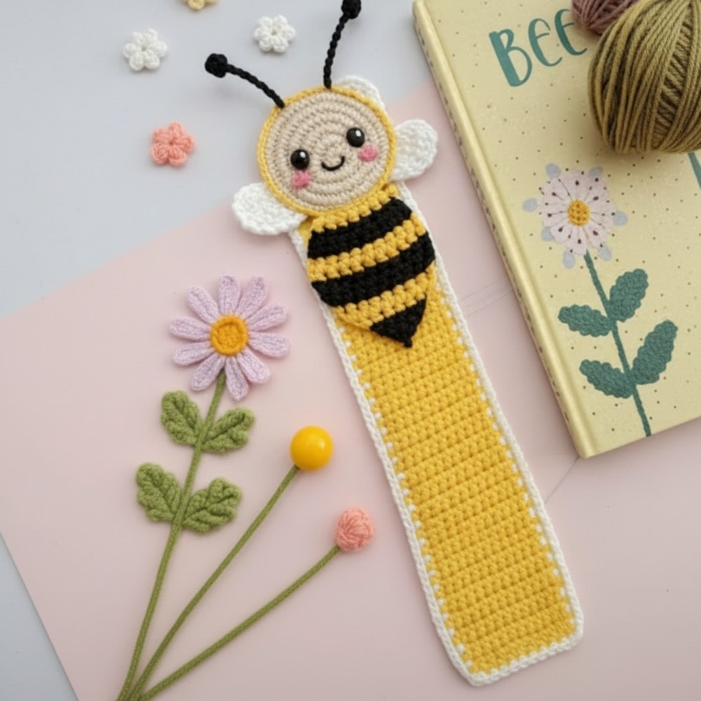 Creative Crochet Bee Bookmark Pattern for Book Accessories - DIYsCraftsy